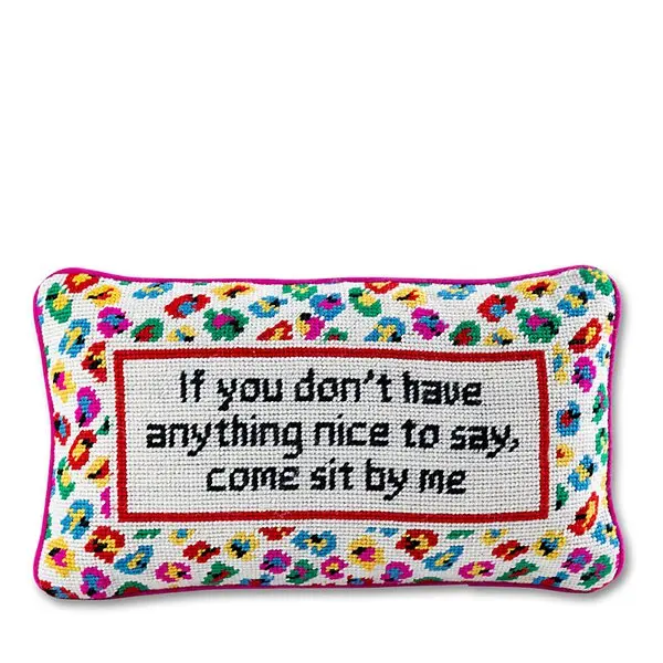 FURBISH Come Sit Me Needlepoint Pillow, 15 X 9