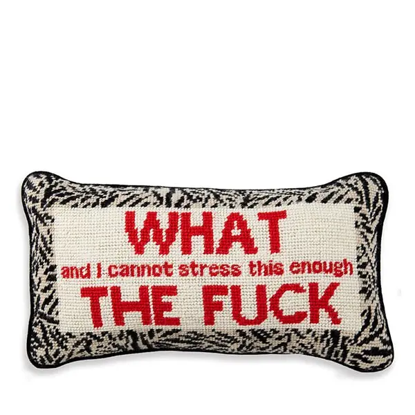 FURBISH Wtf Needlepoint Pillow, 14 X 8
