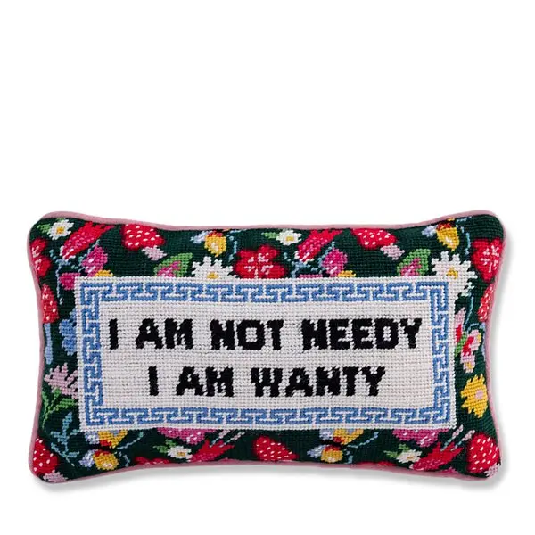 FURBISH Not Needy Needlepoint Pillow, 15 X 9