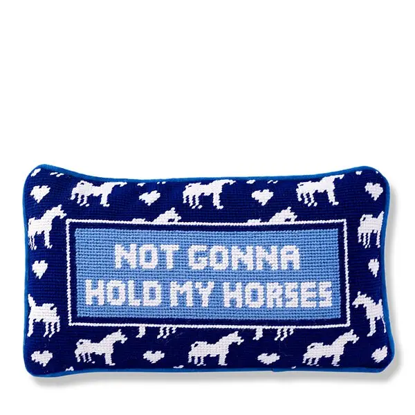 FURBISH Hold My Horses Needlepoint Pillow, 14 X 8