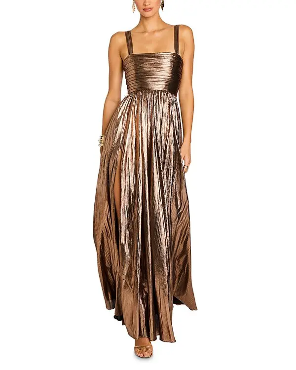 Retrofete Iris Metallic Dress - Metallic Bronze