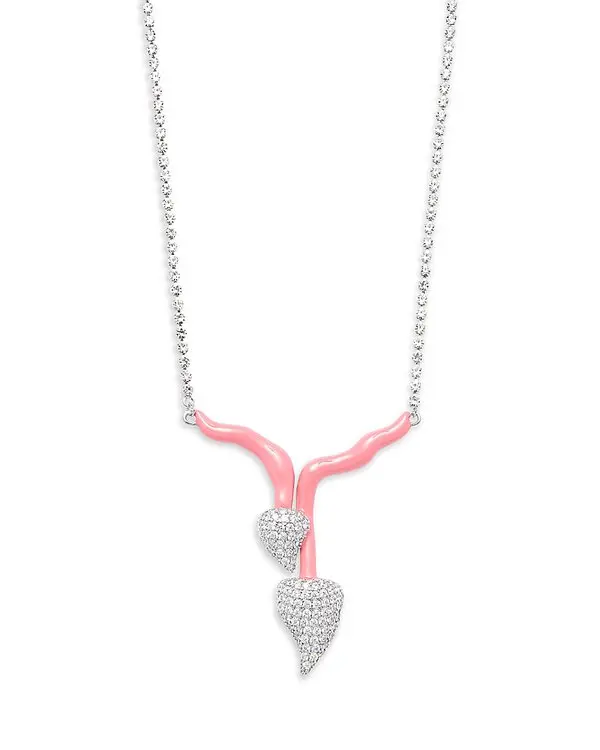 BASLIQ Twin Necklace - Pink/silver