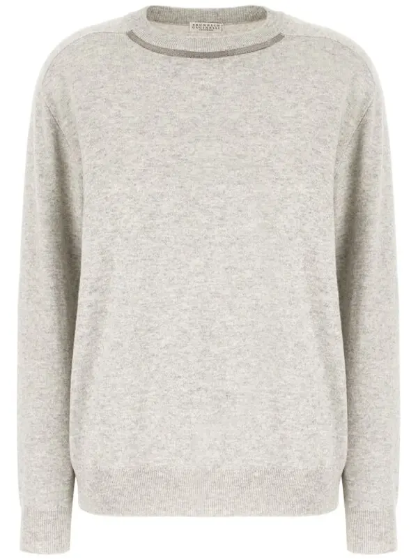 Brunello Cucinelli Bead-detailed Cashmere Jumper - Neutrals