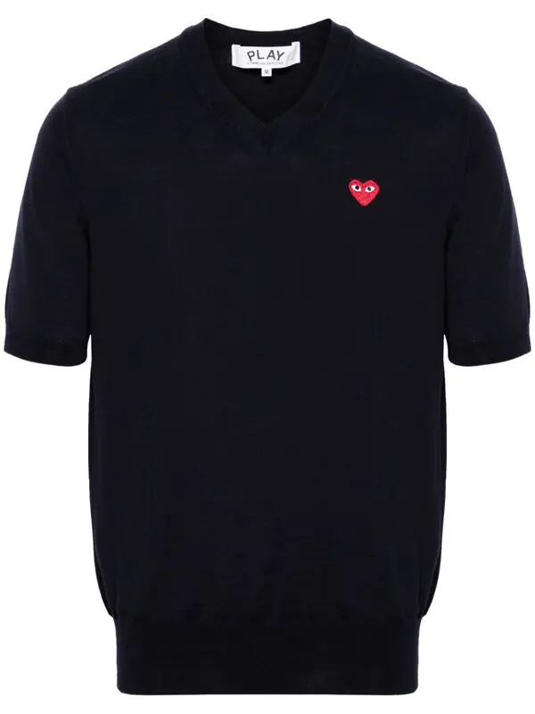 Play Comme Des Garcon Heart-patch Jumper - Blue