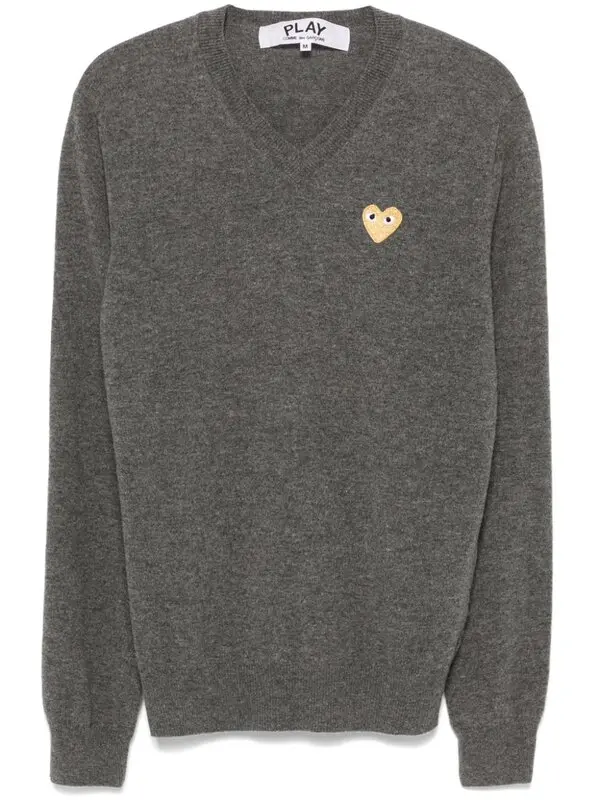 Play Comme Des Garcon Heart-patch Sweater