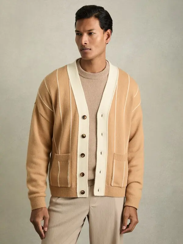 REISS Rovers Wool-blend Pinstripe Cardigan
