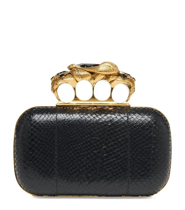 Alexander McQueen Leather Snake Four-ring Clutch