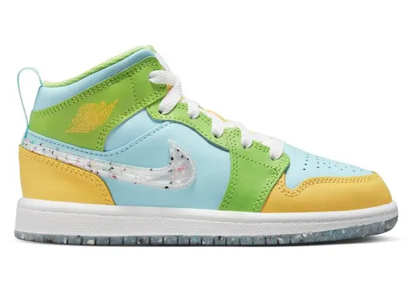 JORDAN 1 Mid Se Sneakers - Glacier Ice/citron Pulse/action Green