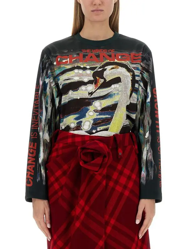 Burberry Swan Print Jersey Top