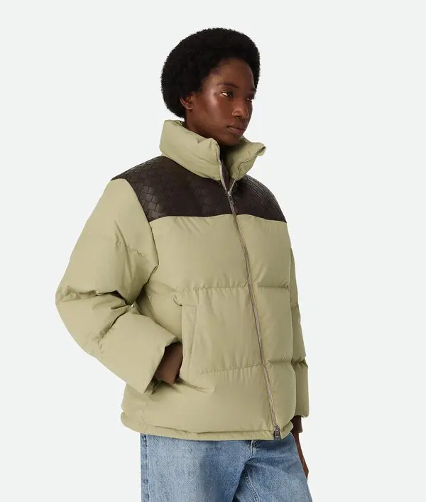 Bottega Veneta Frosted Poplin Puffer Jacket - Travertine