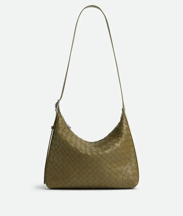 Bottega Veneta Intrecciato Small Traveler Hobo Bag - Algae