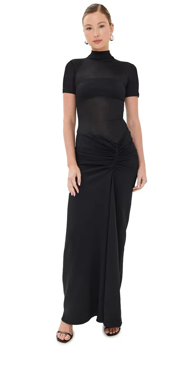 Christopher Esber Fusion Ruched Tee Gown - Black