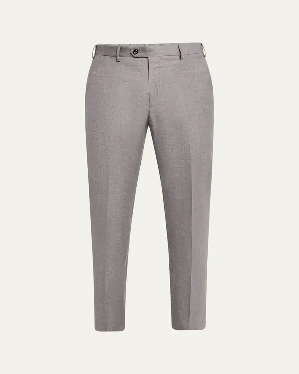 Giorgio Armani Wool Flat-front Trousers - Grey