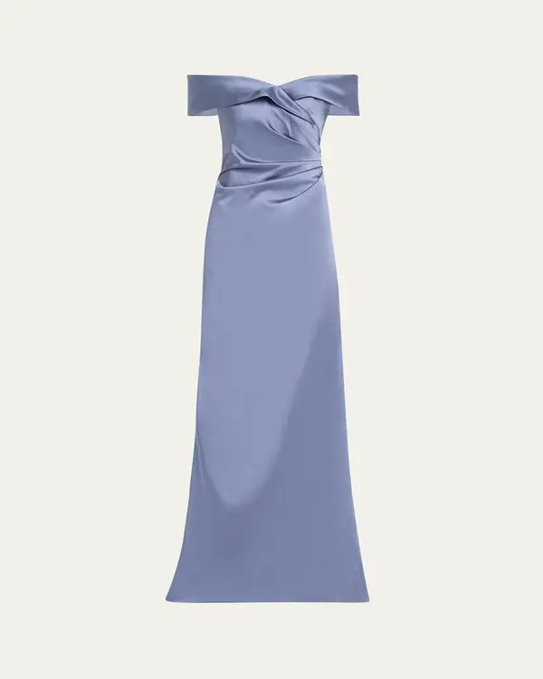 Rickie Freeman For Teri Jon Ruched Stretch Gown - Slate