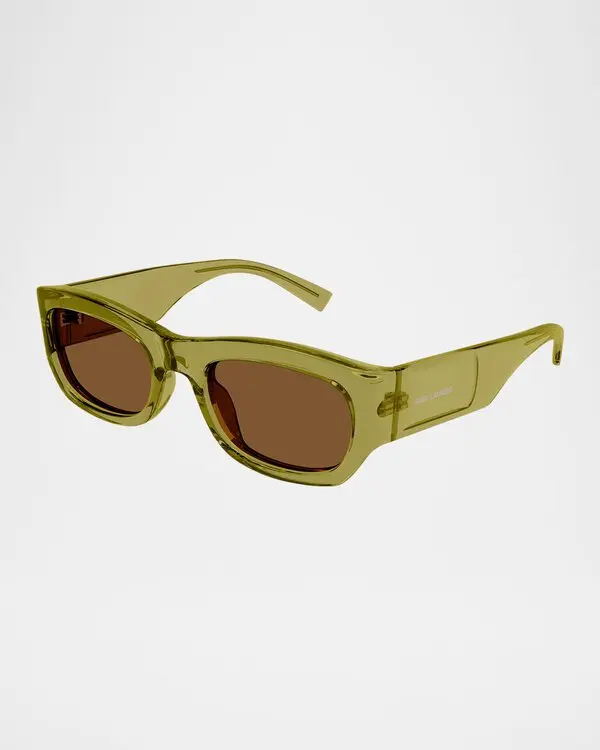 Saint Laurent Rectangle Sunglasses - Shiny Transparent Acid Green