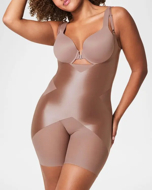 Spanx Open-bust X Mid-thigh Bodysuit - Cafe Au Lait