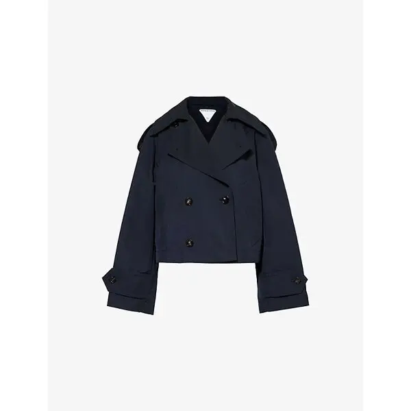 Bottega Veneta Crop Double-breasted Woven-blend Jacket