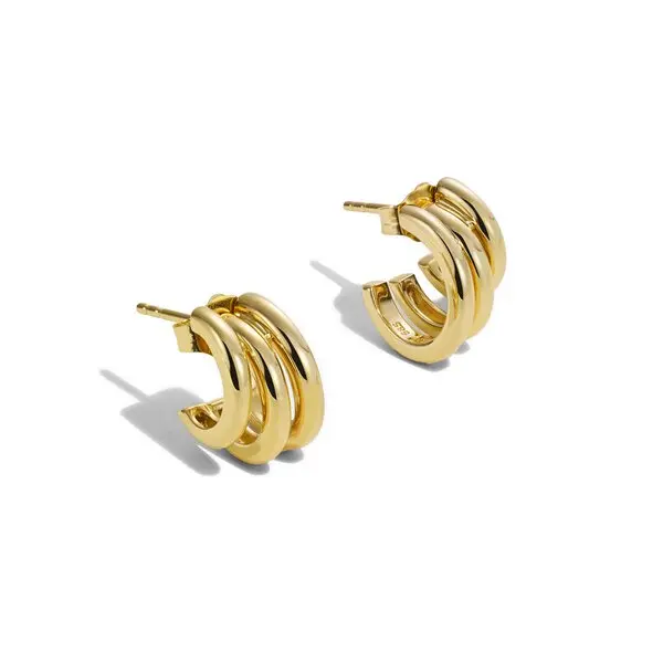BY PARIAH Classic Gold Stacked Hoop Earrings