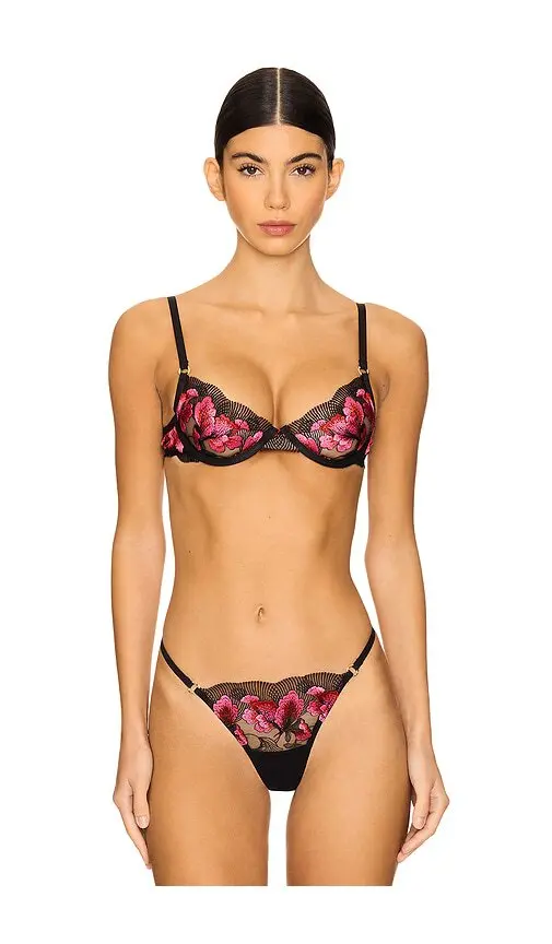 Bluebella Vivienne Bra In Black,pink - Fuchsia Pink  Red  & Black