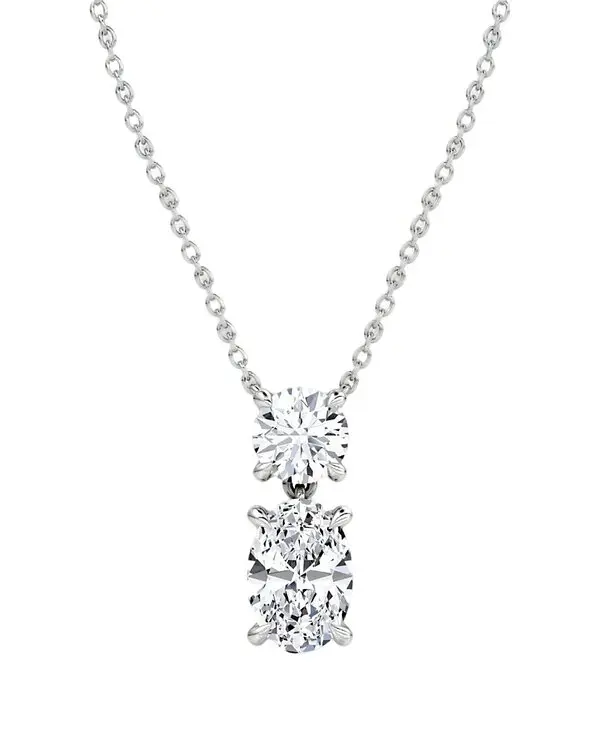 VRAI Signature Duo Drop Necklace With 3.0ctw Round Brilliant & Oval Lab Grown Diamonds - K White Gold