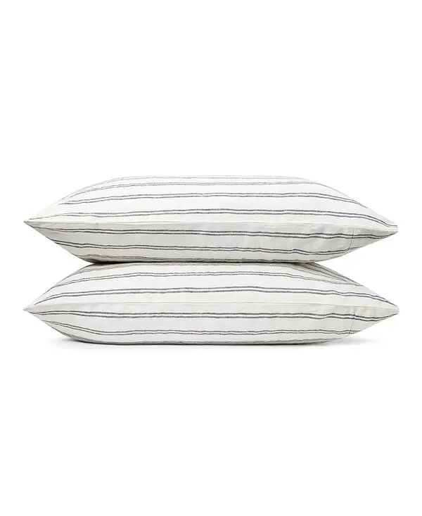 PIGLET IN BED Kemptown Stripe Linen Blend Pillowcase - Ivory/atlantic