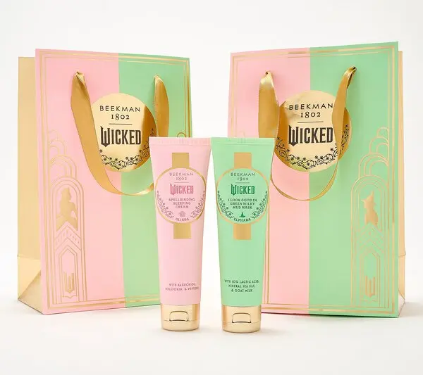 BEEKMAN 1802 X Wicked 2pc Glinda & Elphaba Goat Milk Mask Set