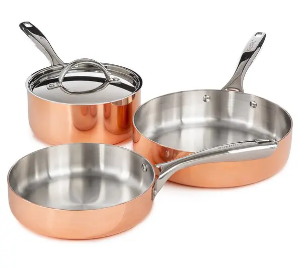 BERGHOFF Vintage 4pc Tri-ply Copper Cookware Se T With Lids