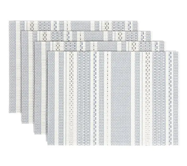 OVERANDBACK Over&back Set Of 4 Reversible Woven Placemats Indoor/outdoor