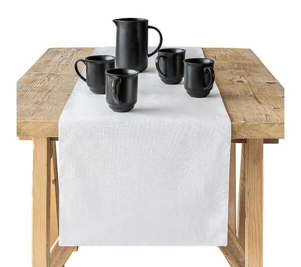 OVERANDBACK Over&back Woven Chambray Cotton Table Runner- M Achine Washabl