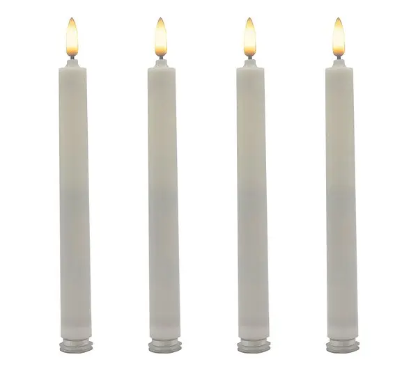 LUMABASE Led Bullet Flame Taper Candles- Set Of 4