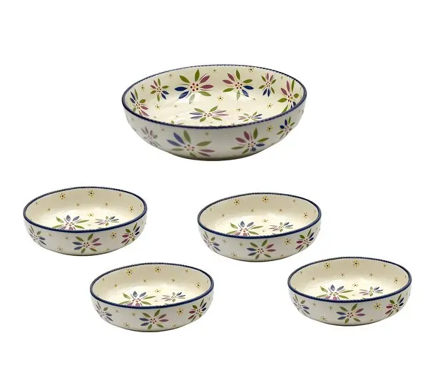TEMP-TATIONS As Is Old World 3.5qt Serving Bowl W/4 Bowls