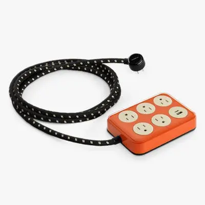 Shinola Power Supply Strip 5 Port Dual Usb Tangerine - Orange