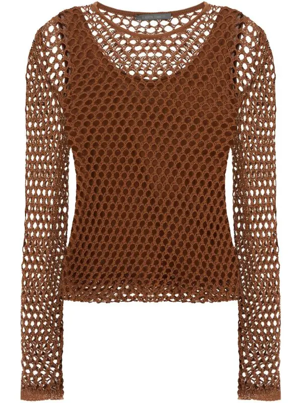 Alberta Ferretti Mesh Long-sleeve Top