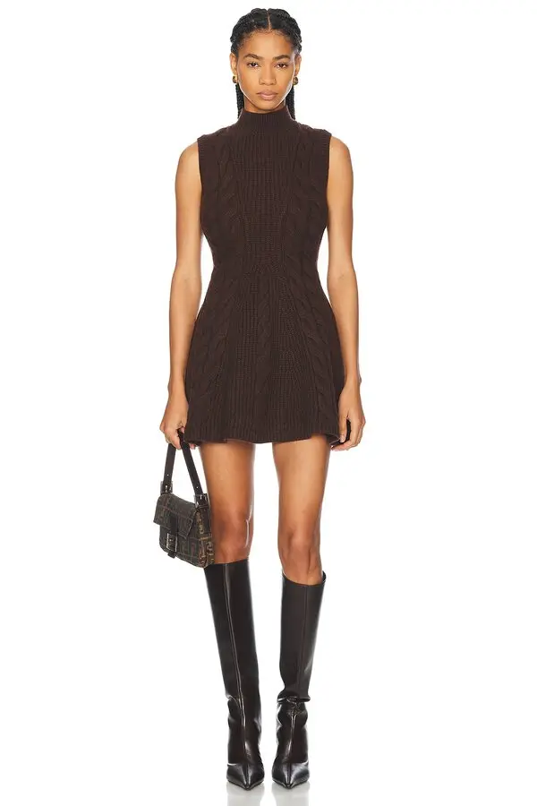Staud Charade Cable-knit Dress - Dark Chocolate