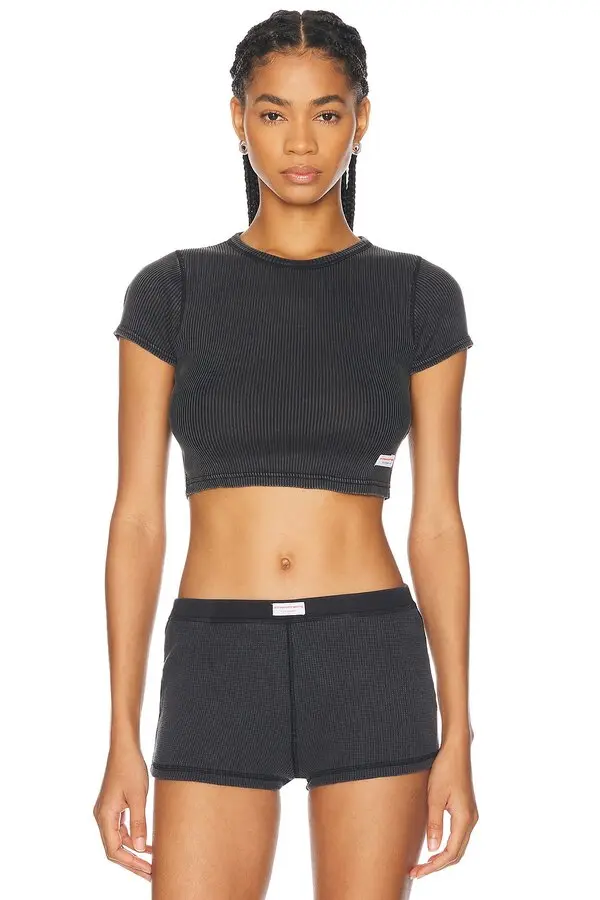 Alexander Wang Cropped Tee - Washed Black