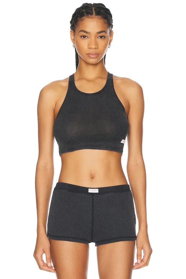 Alexander Wang Cropped Classic Racer Tank Top - Washed Black