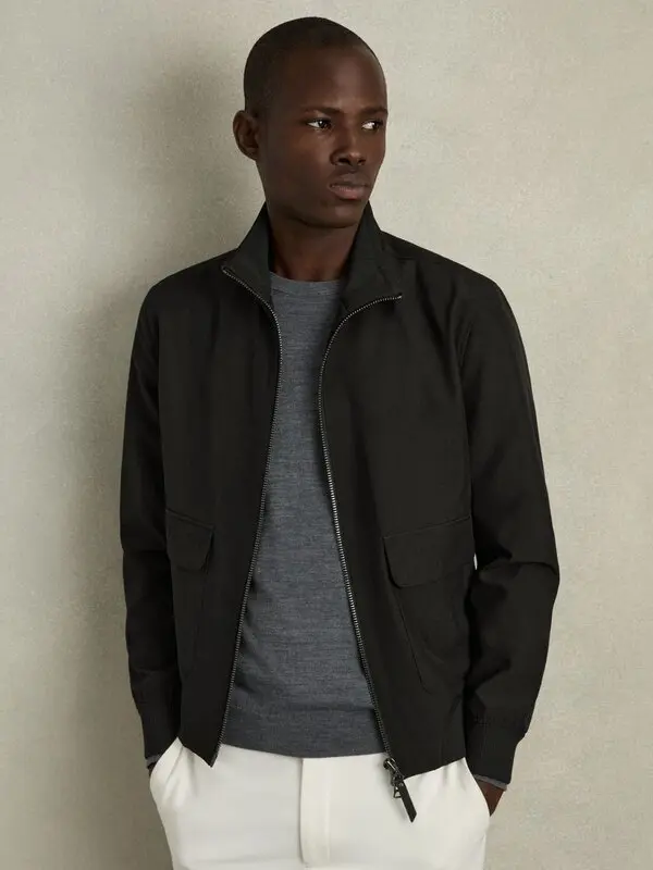 REISS Rufus Zip-through Jacket - Black