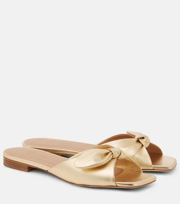 MALONE SOULIERS Vargas 10 Metallic Leather Mules - Gold