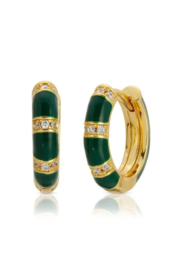 LEEADA Lamill Huggie Earrings - Green