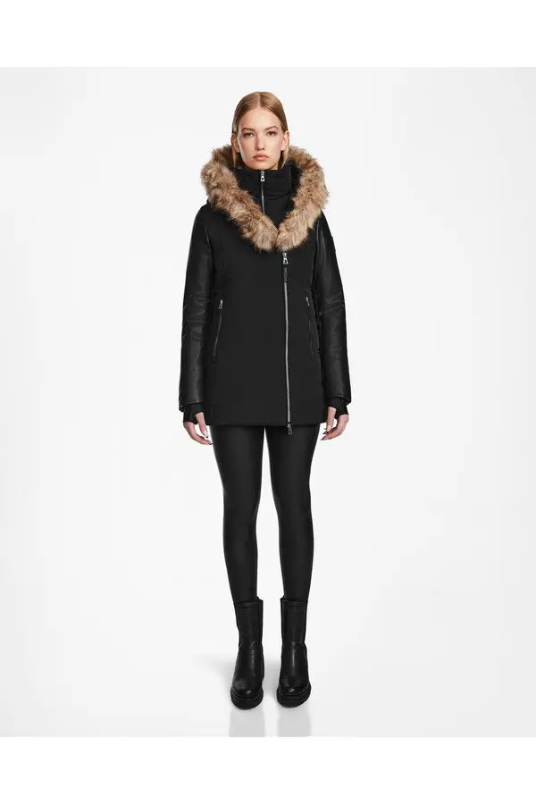 Rudsak Fitted Down Parka With Faux Fur Trim - Black