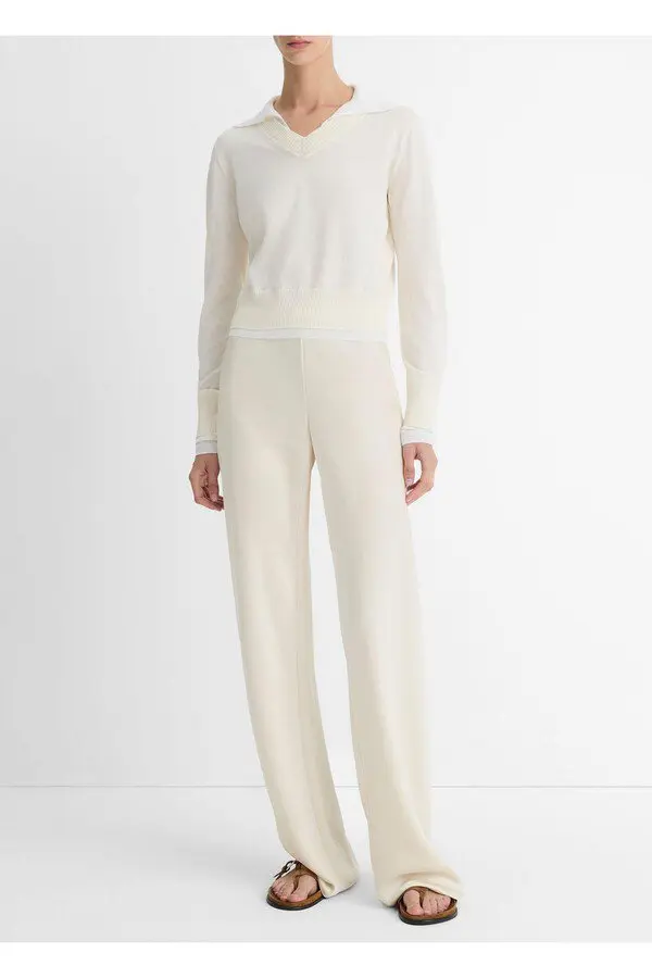 Vince Italian Cotton-blend Double-layer Sweater - White