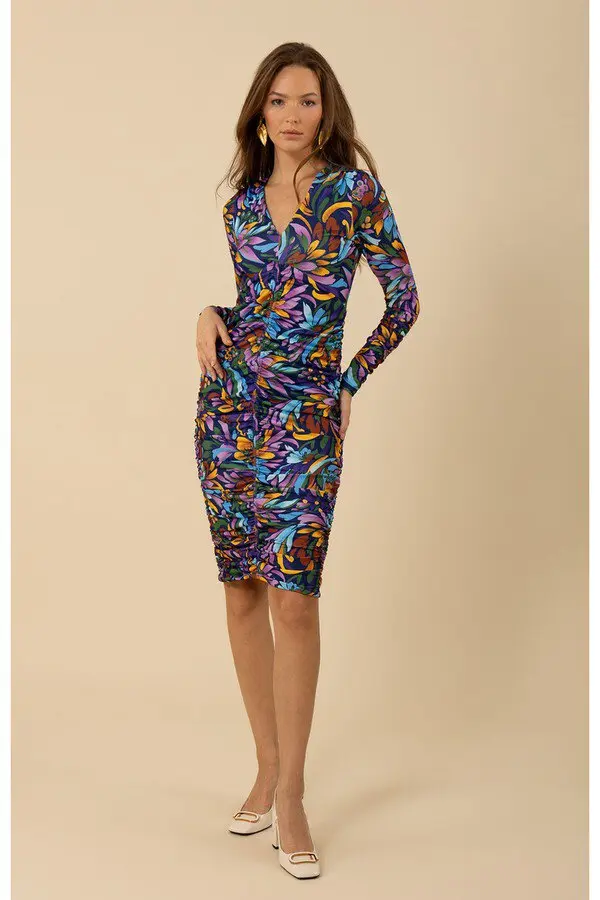 Hale Bob Eve Shirred Jersey Dress - Purple