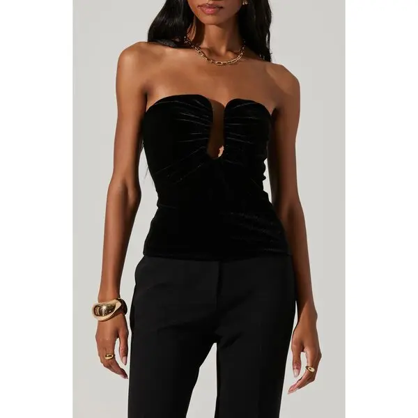 Astr The Label Arista Strapless Velvet Top