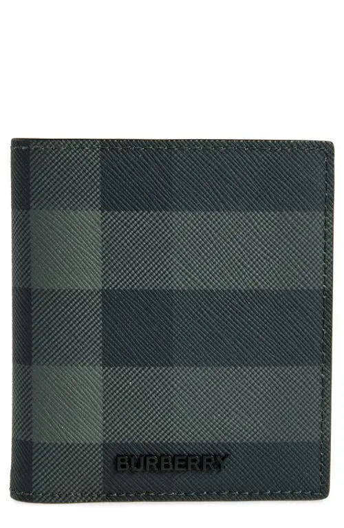 Burberry Check Coated Canvas & Leather Bifold Wallet - Charcoal