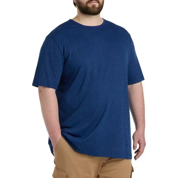 HARBOR BAY BY DXL Circle Print Moisture-wicking T-shirt - Blue Multi