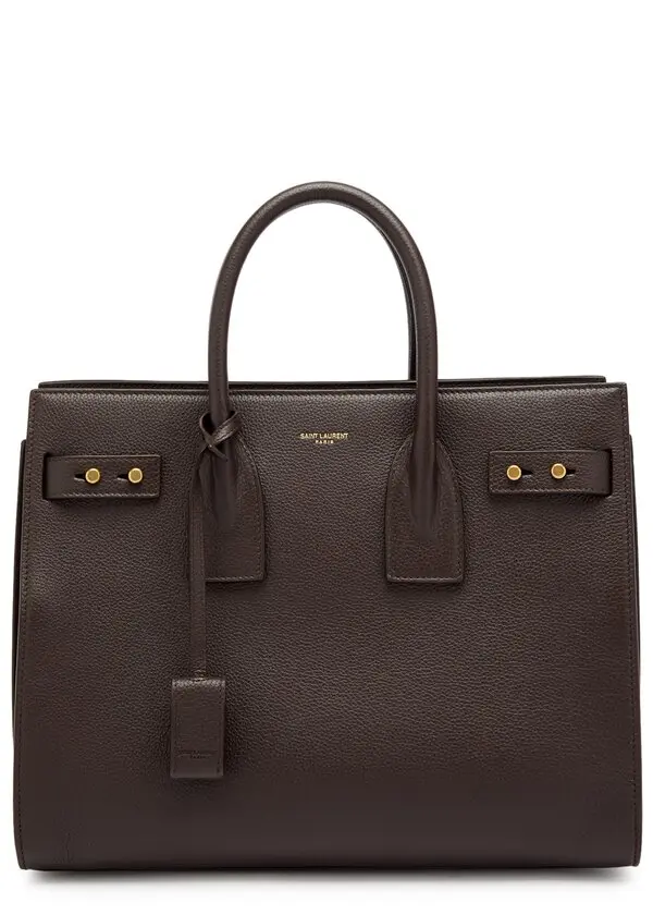 Saint Laurent Sac Du Jour Small Grained Leather Top Handle Bag - Dark Brown