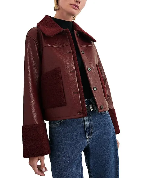 Rails Dria Faux Fur Jacket - Maroon Shearling