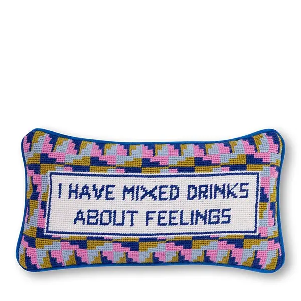 FURBISH Mixed Drinks Needlepoint Pillow, 14 X 8
