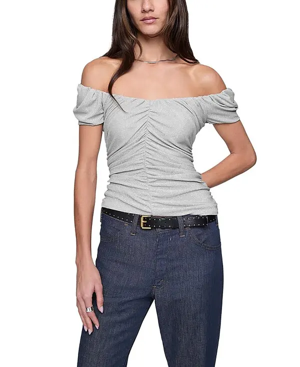 Rebecca Minkoff Devin Off Shoulder Top - Silver