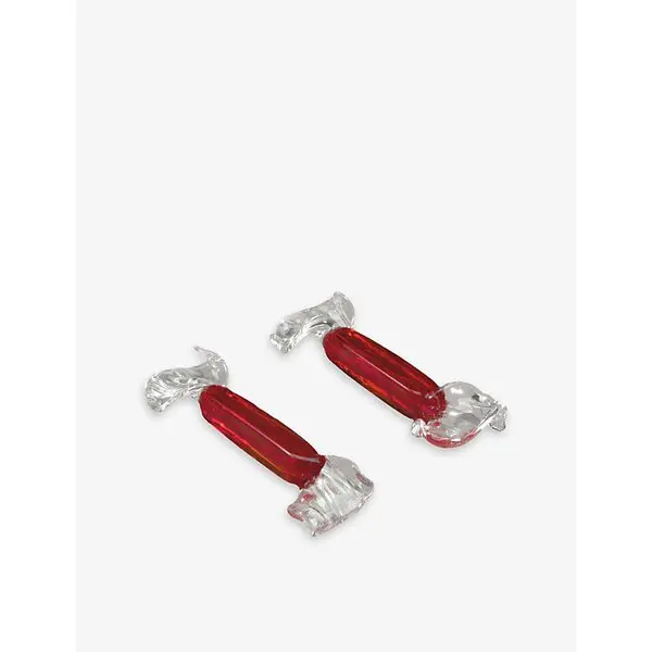 GOHAR WORLD Candy Murano Glass Cutlery Rest Set Of Two - Ruby